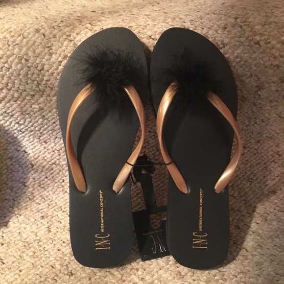 INC International Concepts | Shoes | Host Pick Inc Black And Gold Flip ...